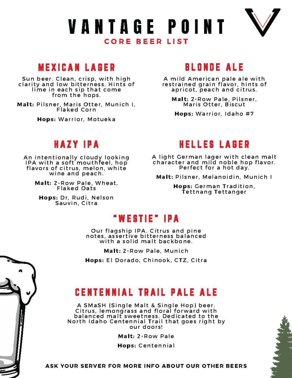 Menu | Vantage Point Brewing